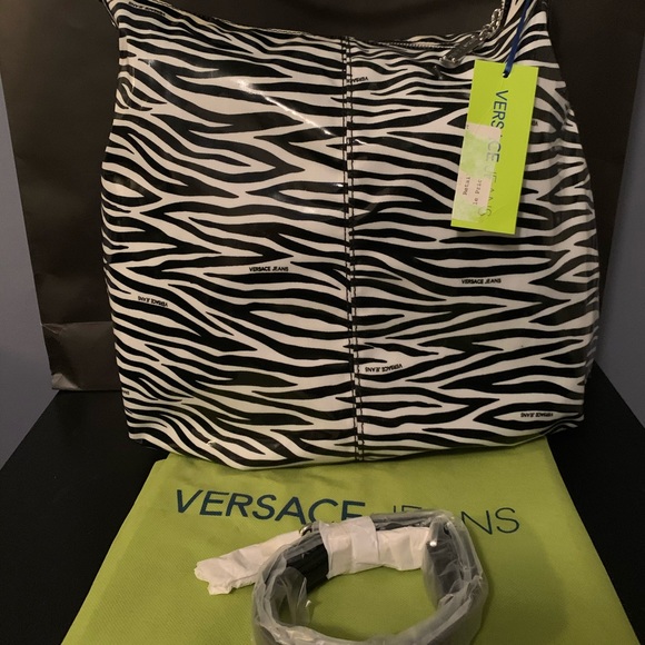 Versace Jeans Collection | Bags | Versace Jeans Zebra Print Pvc Bag ...